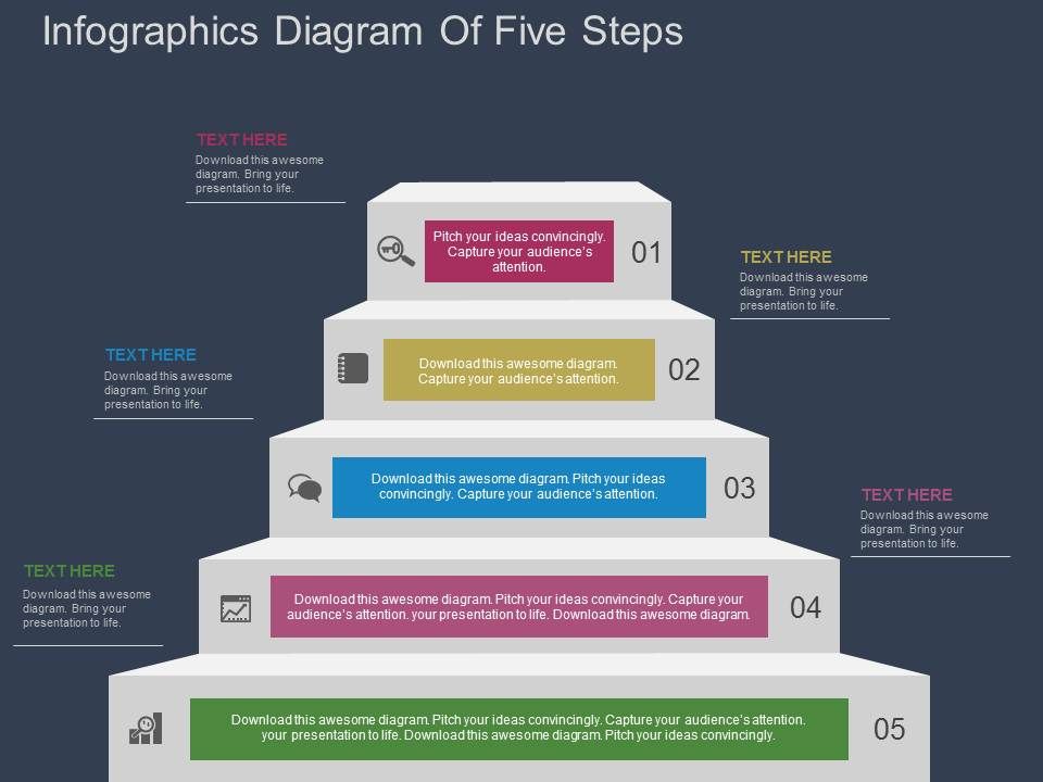 Infographics Diagram Of Five Steps Powerpoint Template