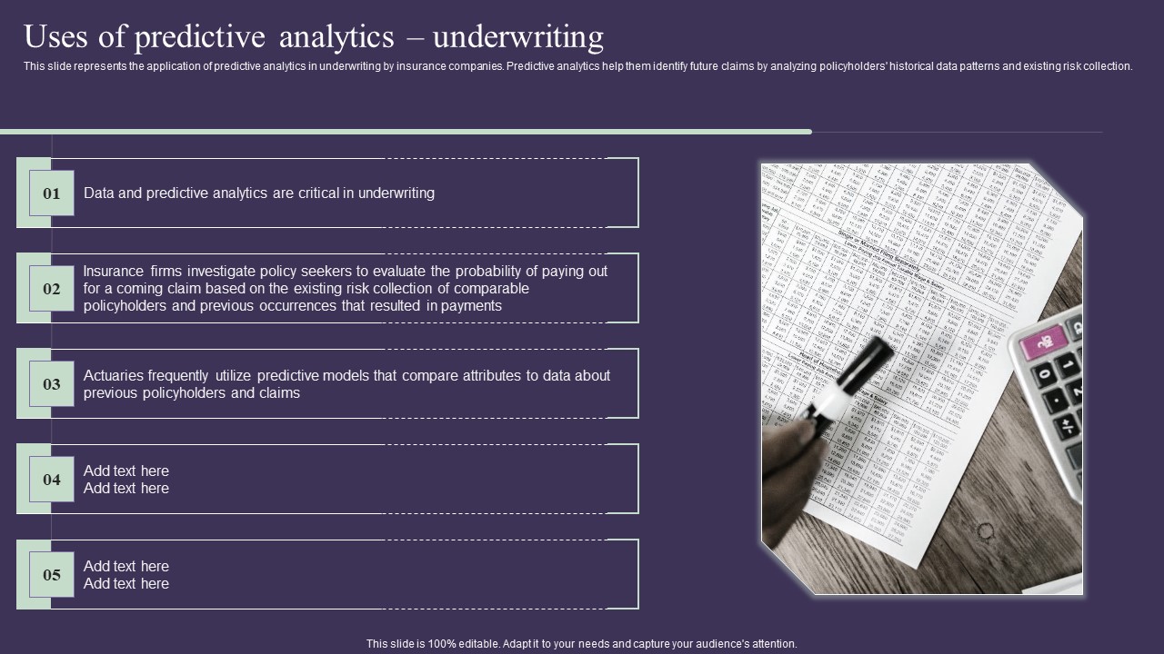 Projection Model Uses Of Predictive Analytics Underwriting Pictures PDF