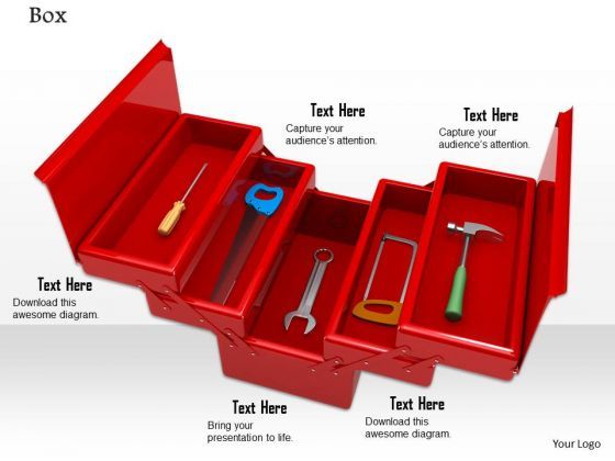 0814 Stock Photo Service Tools In Red Box PowerPoint Slide