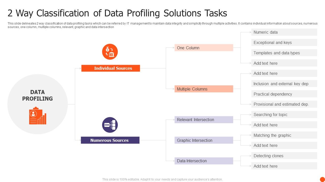 2 Way Classification Of Data Profiling Solutions Tasks Ppt Model Background Designs PDF