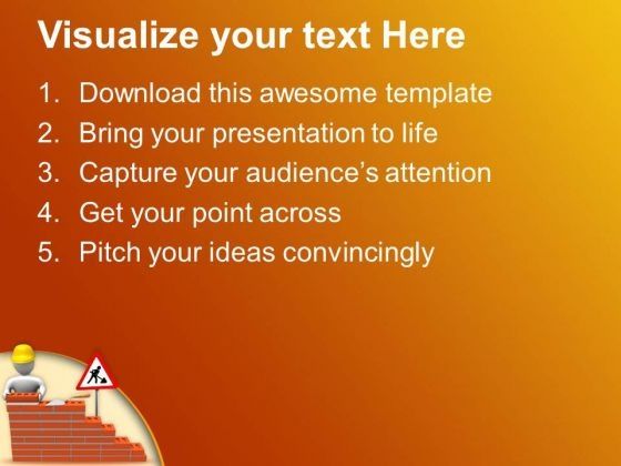 3d Builder Putting Bricks On Wall PowerPoint Templates Ppt Backgrounds ...