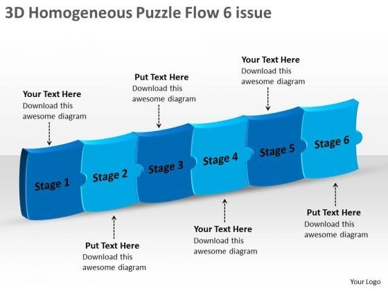 3d Homogeneous Puzzle Flow 6 Issue Proto Typing PowerPoint Slides