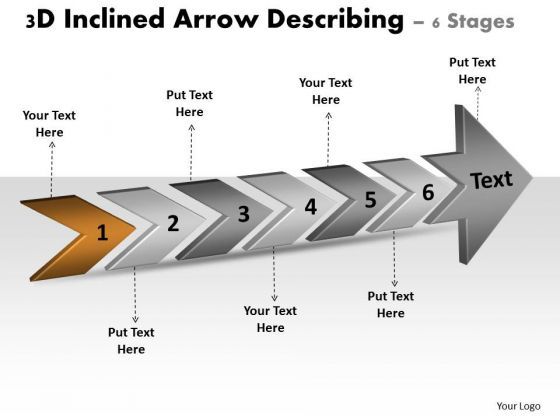 3d Inclined Arrow Describing 6 Stages Diagram Of Business Plan ...