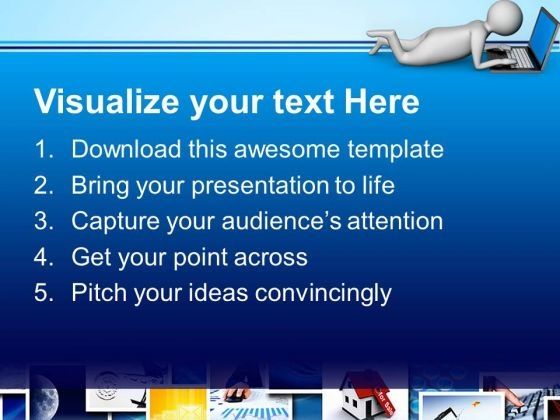 3d Man Working On Laptop PowerPoint Templates Ppt Backgrounds For ...