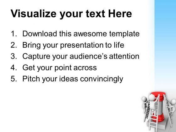3d Men On Ladders With A Piller PowerPoint Templates Ppt Backgrounds ...