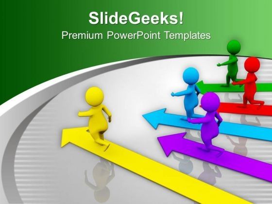 3d Men Running On Arrows PowerPoint Templates Ppt Backgrounds For ...