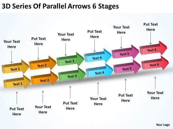 3d Series Of Parallel Arrows 6 Stages Write Business Plan PowerPoint Slides