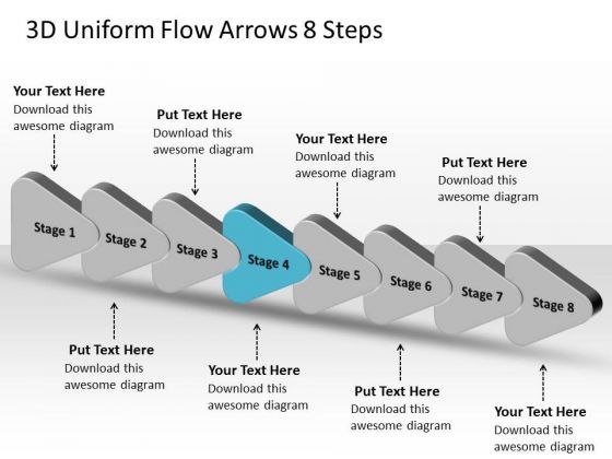 3d Uniform Flow Arrows 8 Steps Chart In Business PowerPoint Templates