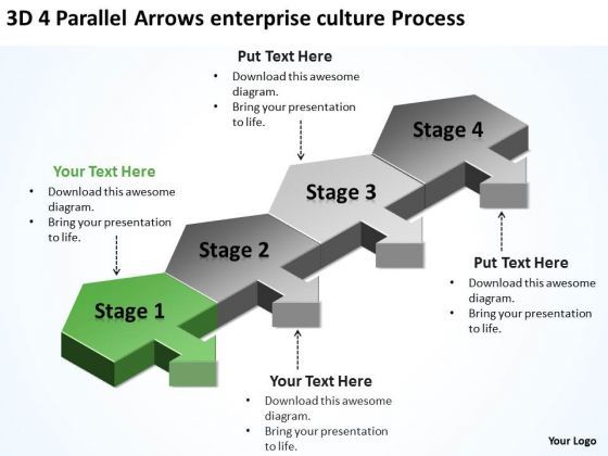 4 Parallel Arrows Enterprise Culture Process Ppt How Do Make Business Plan Powerpoint Slides