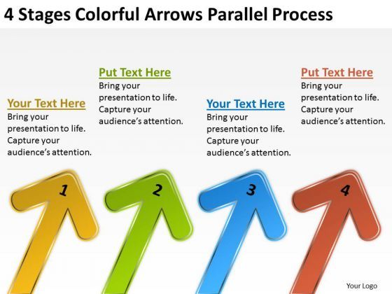 4 Stages Colorful Arrows Parallel Process Business Plan Consulting PowerPoint Slides