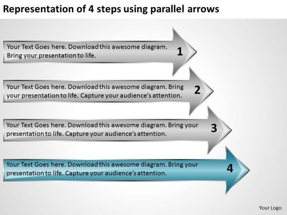 4 Steps Using Parallel Arrows Ppt Business Plan Preparation Service PowerPoint Slides