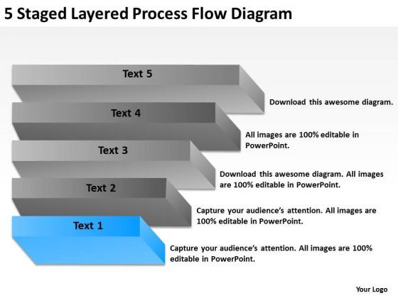 5 Staged Layered Process Flow Diagram Ppt Strategic Business Planning PowerPoint Slides
