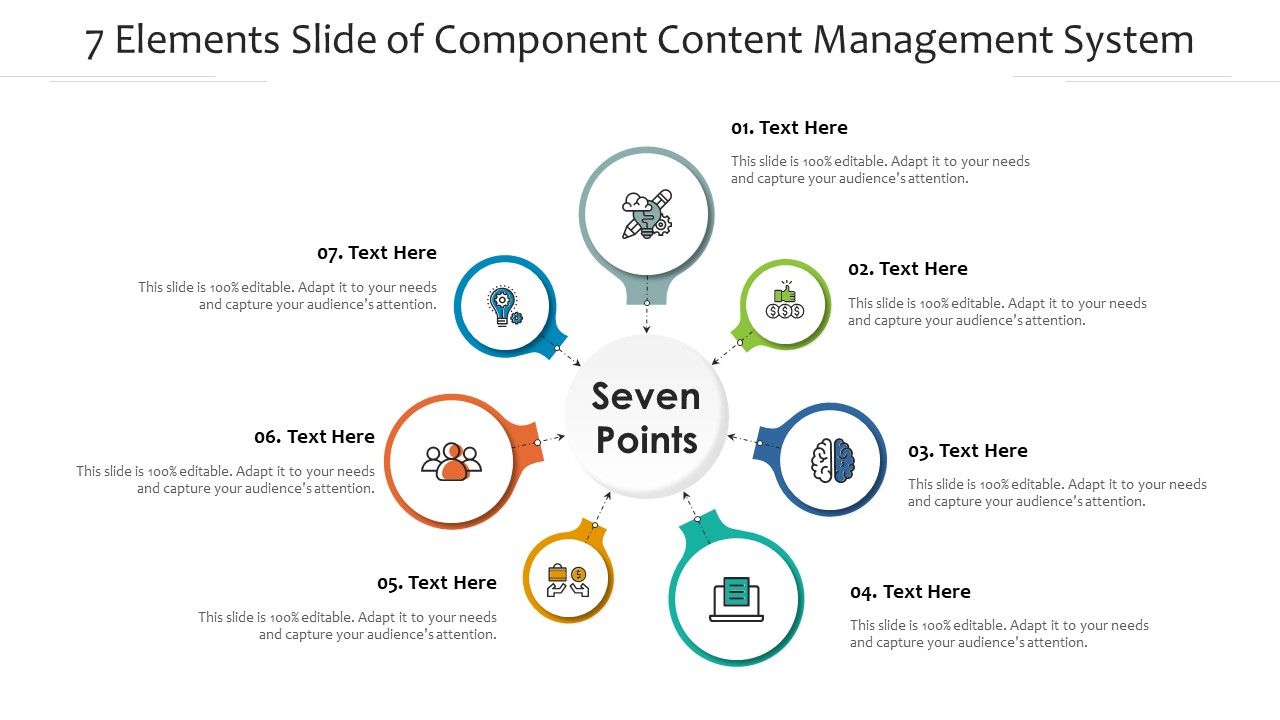 7 Elements Slide Of Component Content Management System Ppt PowerPoint Presentation Gallery Show PDF