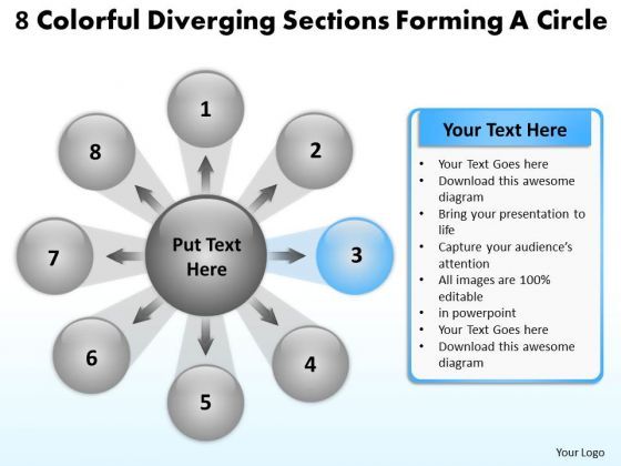 8 Colorful Diverging Sections Forming A Circle Circular Flow Process ...