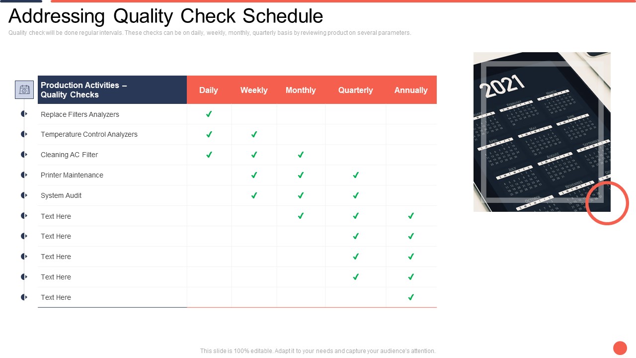Addressing Quality Check Schedule Assuring Food Quality And Hygiene Portrai