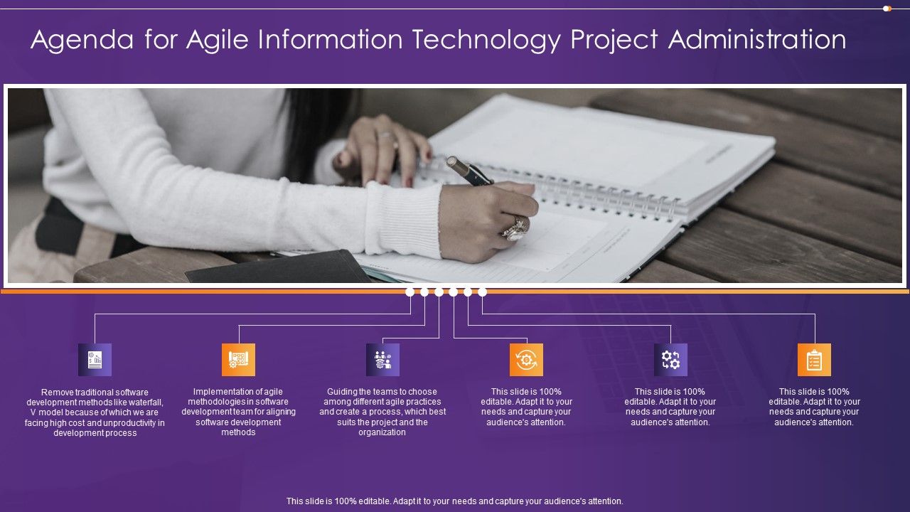 Agenda For Agile Information Technology Project Administration Ppt Slides Visual Aids Pdf