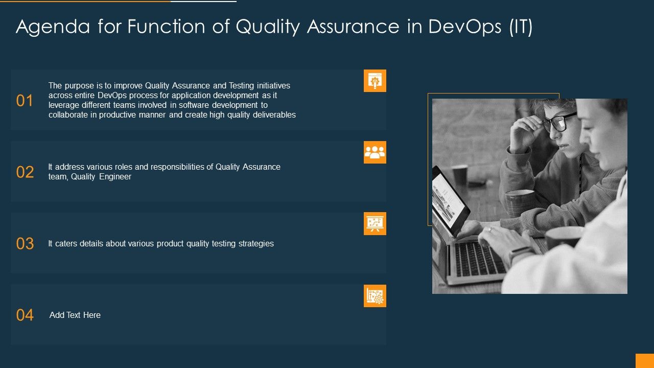 Agenda For Function Of Quality Assurance In Devops IT Elements PDF