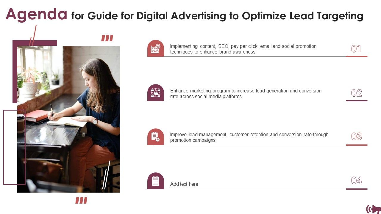 Agenda For Guide For Digital Advertising To Optimize Lead Targeting Demonstration PDF