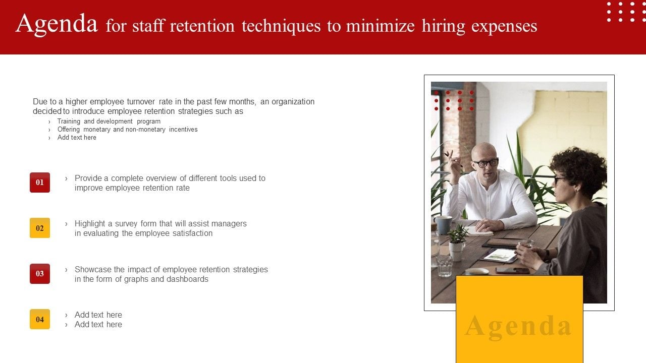 Agenda For Staff Retention Techniques To Minimize Hiring Expenses ... Agenda For Staff Retention Techniques To Minimize Hiring Expenses ...