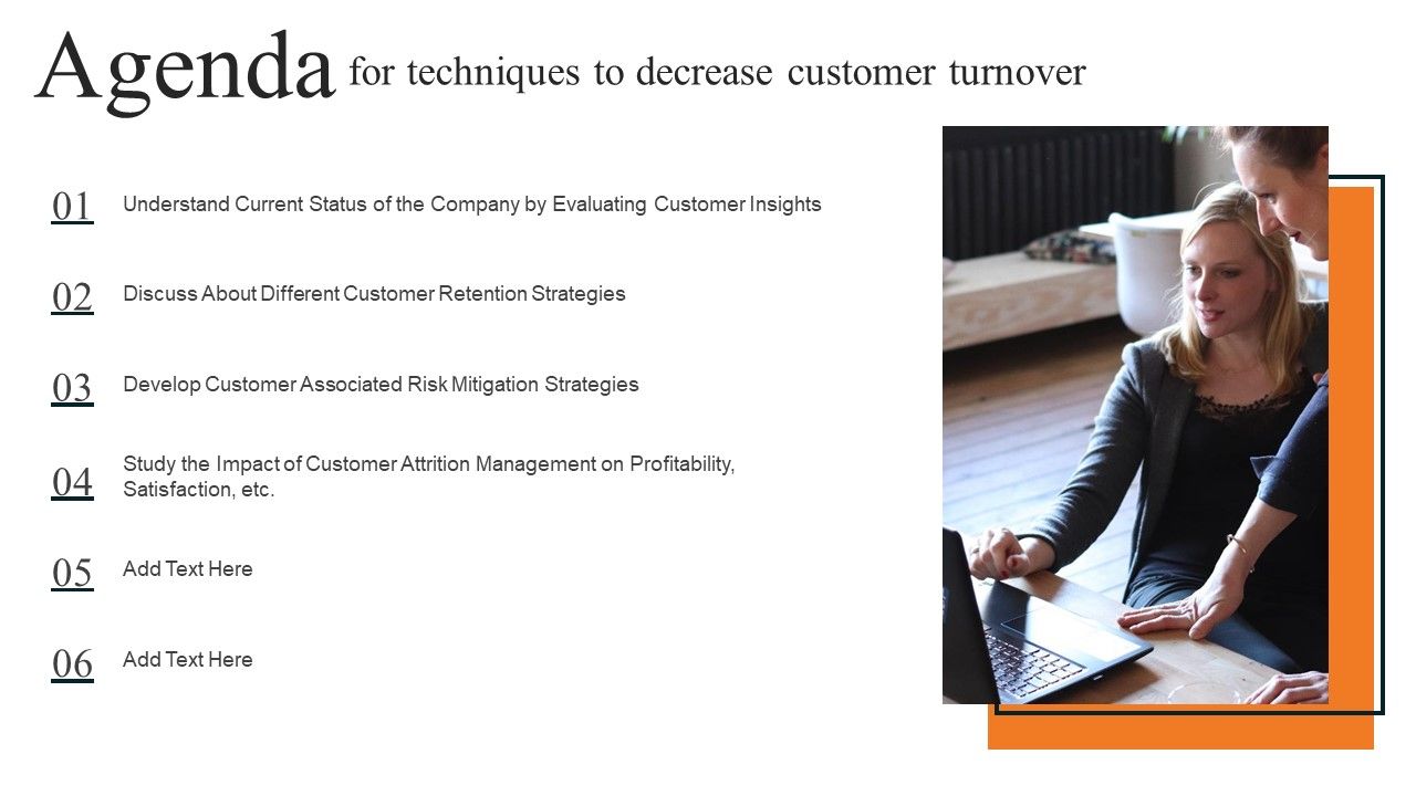 Agenda For Techniques To Decrease Customer Turnover Infographics PDF
