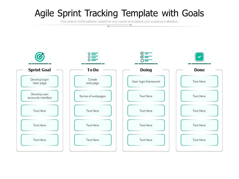 Agile Sprint Tracking Template With Goals Ppt Powerpoint Presentation Infographics Grid