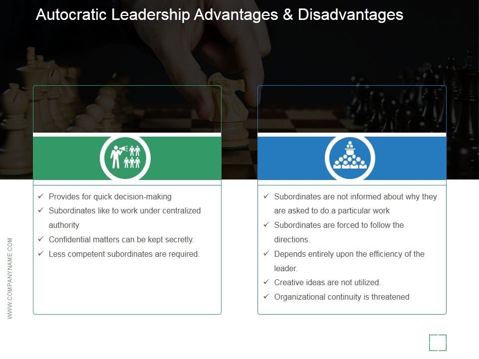Autocratic Leadership Advantages And Disadvantages Ppt PowerPoint ... Autocratic Leadership Advantages And Disadvantages Ppt PowerPoint ...