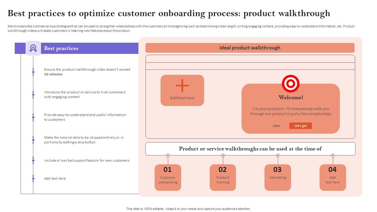 Best Practices To Optimize Customer Onboarding Process Product Walkthrough Structure Pdf