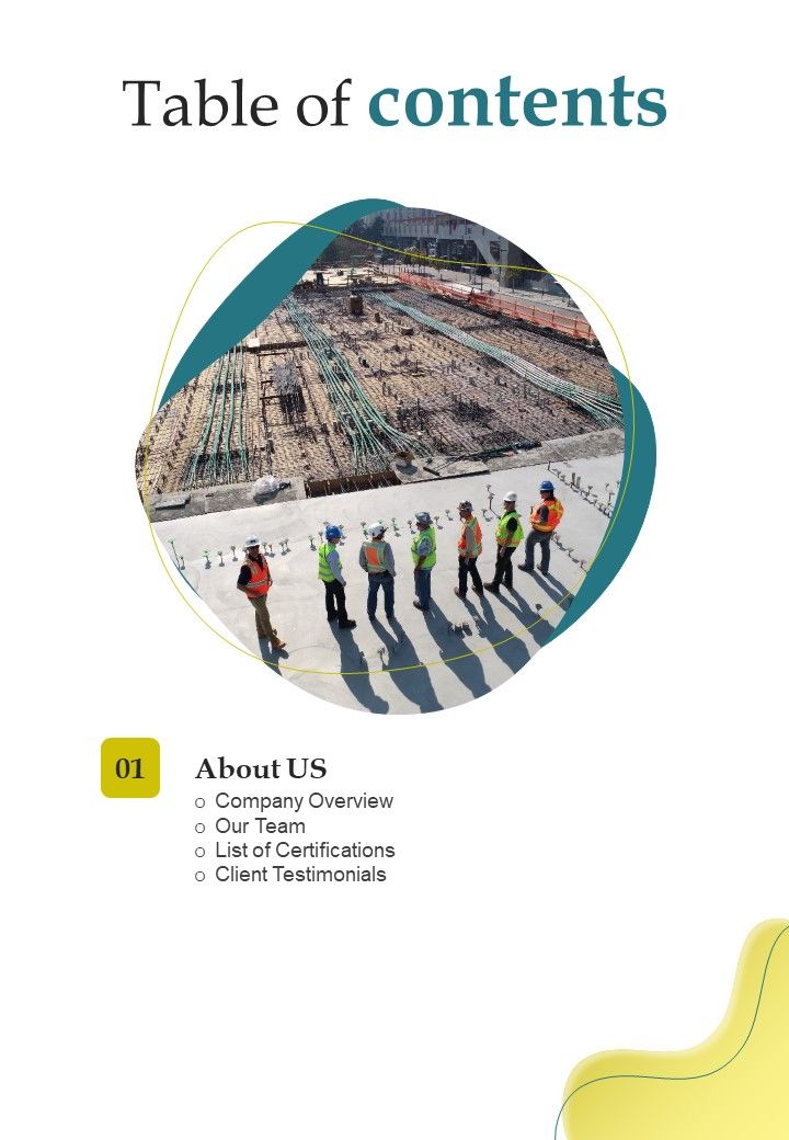 Building Construction Project Administration Proposal Table Of Contents One