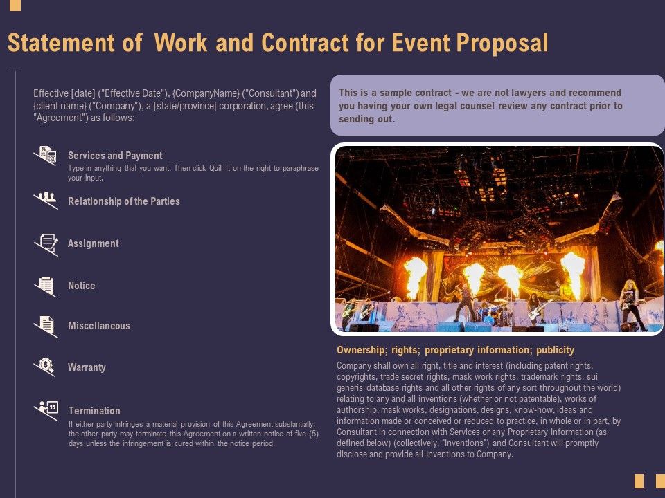 Business Event Planning Statement Of Work And Contract For Event ...