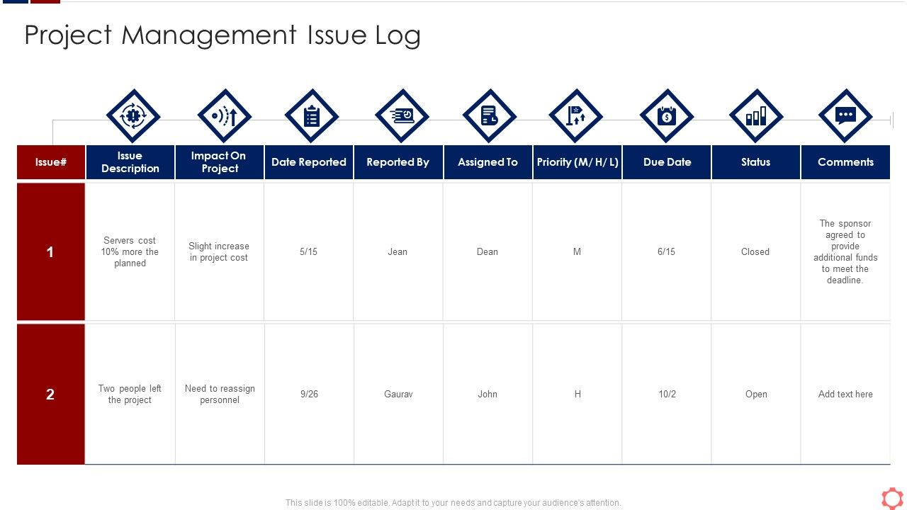 Business Operation Modeling Approaches Project Management Issue Log Structure PDF