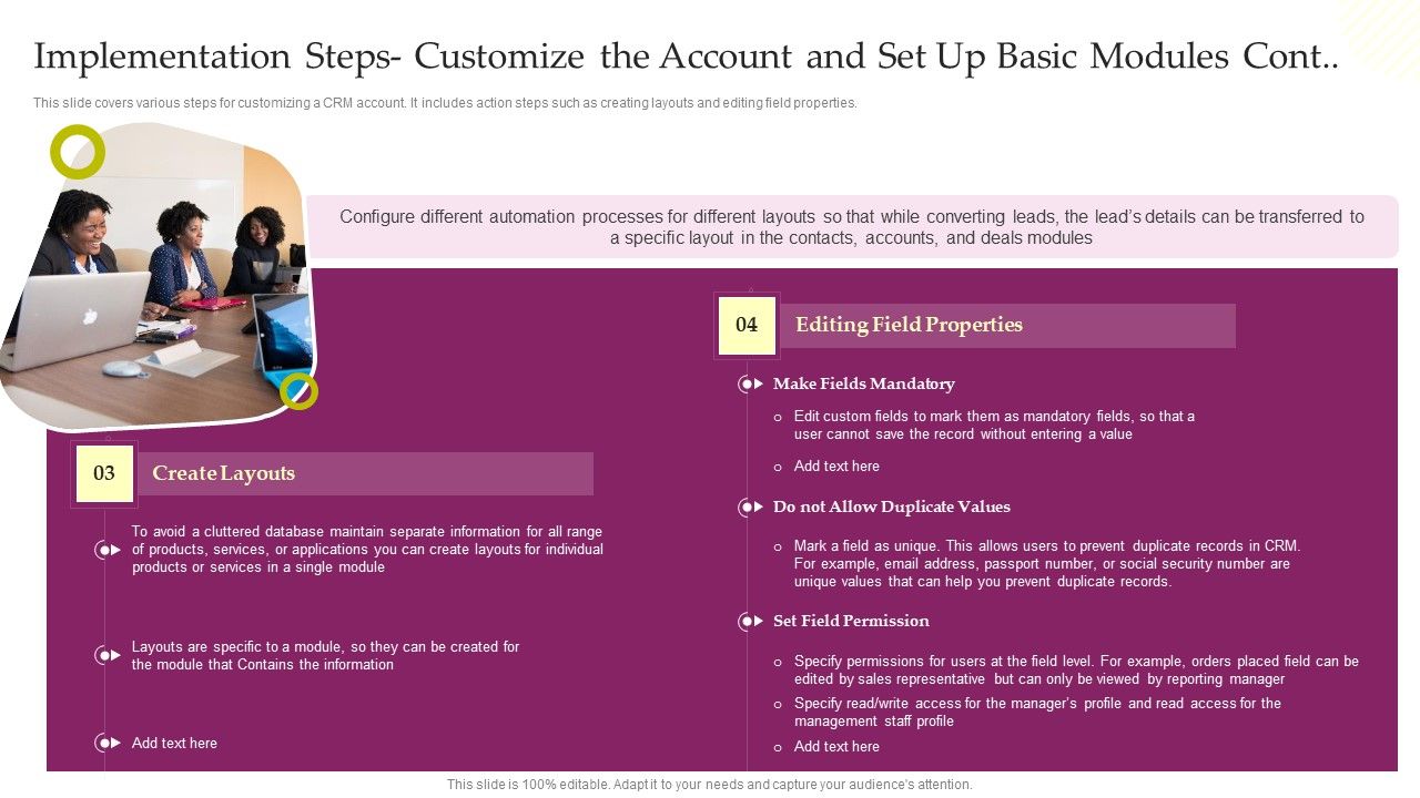 Crm System Deployment Plan Implementation Steps Customize The Account And Set Up Summary Pdf