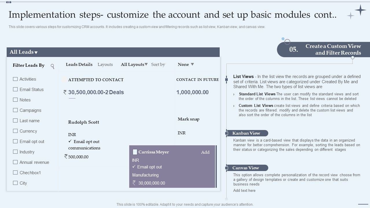 Crm System Implementation Stages Implementation Steps Customize The Account And Set Up Basic