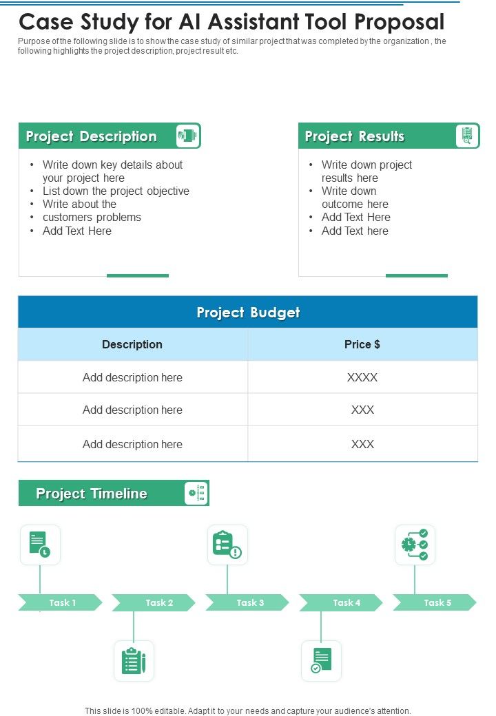 Case Study For AI Assistant Tool Proposal One Pager Sample Example Document