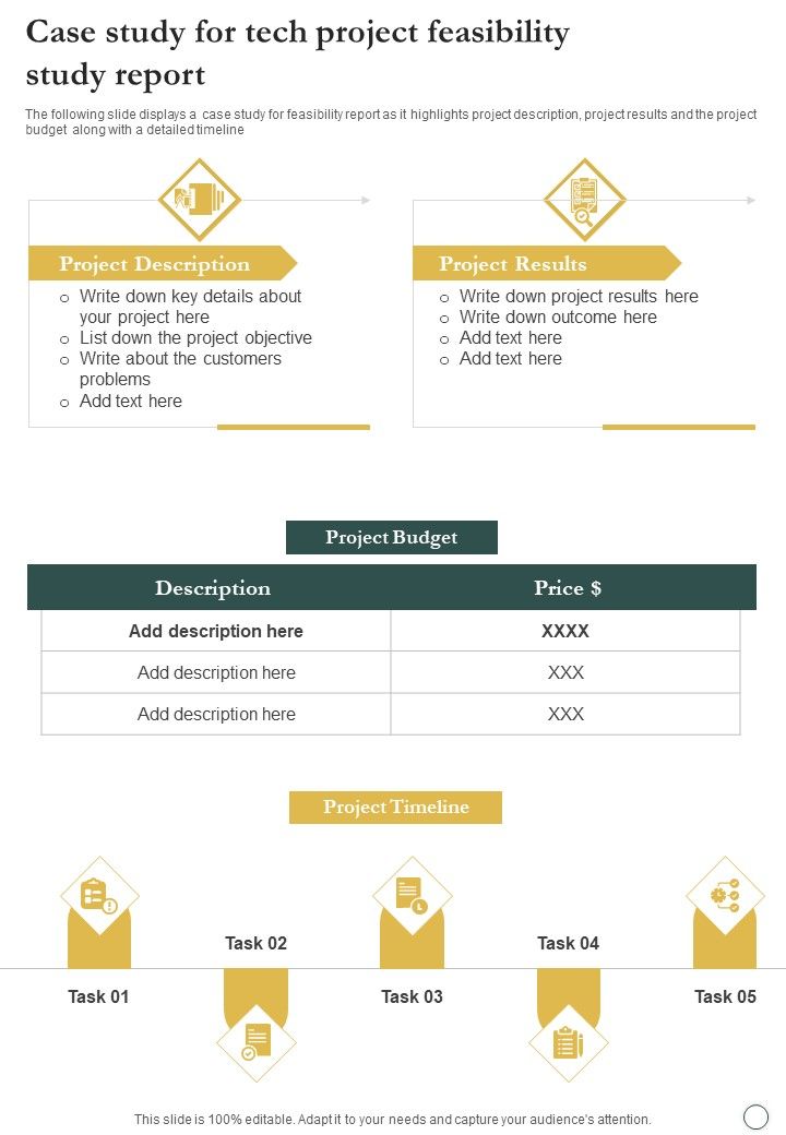 Case Study For Tech Project Feasibility Study Report One Pager Sample Example Document