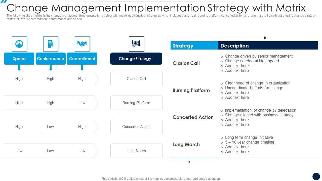 Change Management Implementation Strategy With Matrix Structure PDF