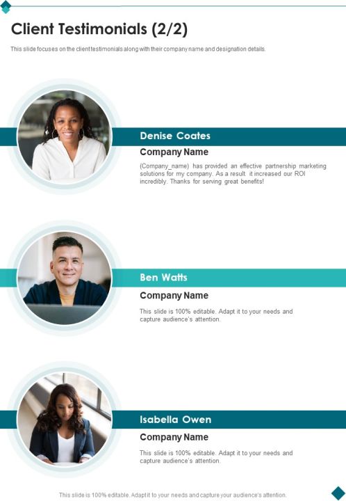 Co Sell Collaboration Proposal Client Testimonials One Pager Sample Example