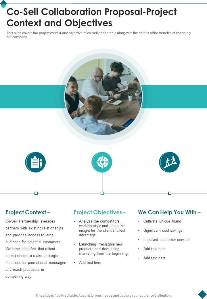 Co Sell Collaboration Proposal Project Context And Objectives One Pager Sam