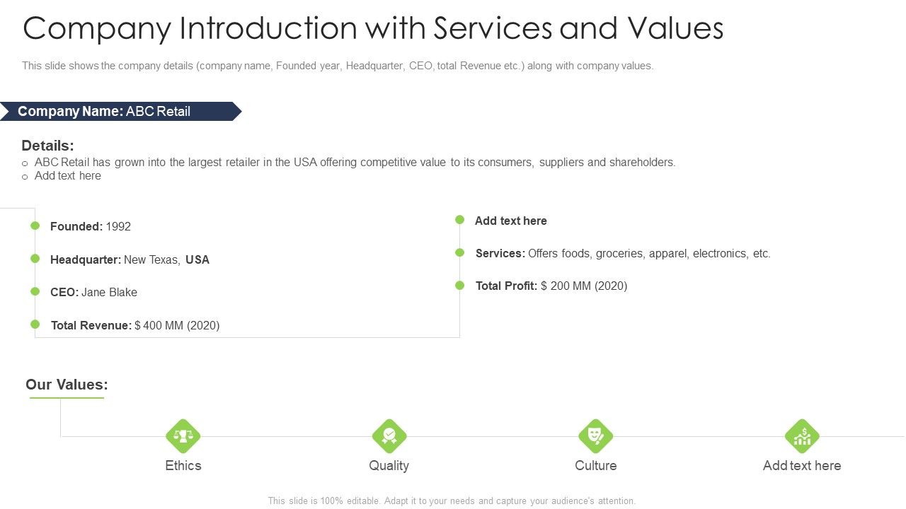 Company Introduction With Services And Values Formats PDF Company Introduction With Services And Values Formats PDF