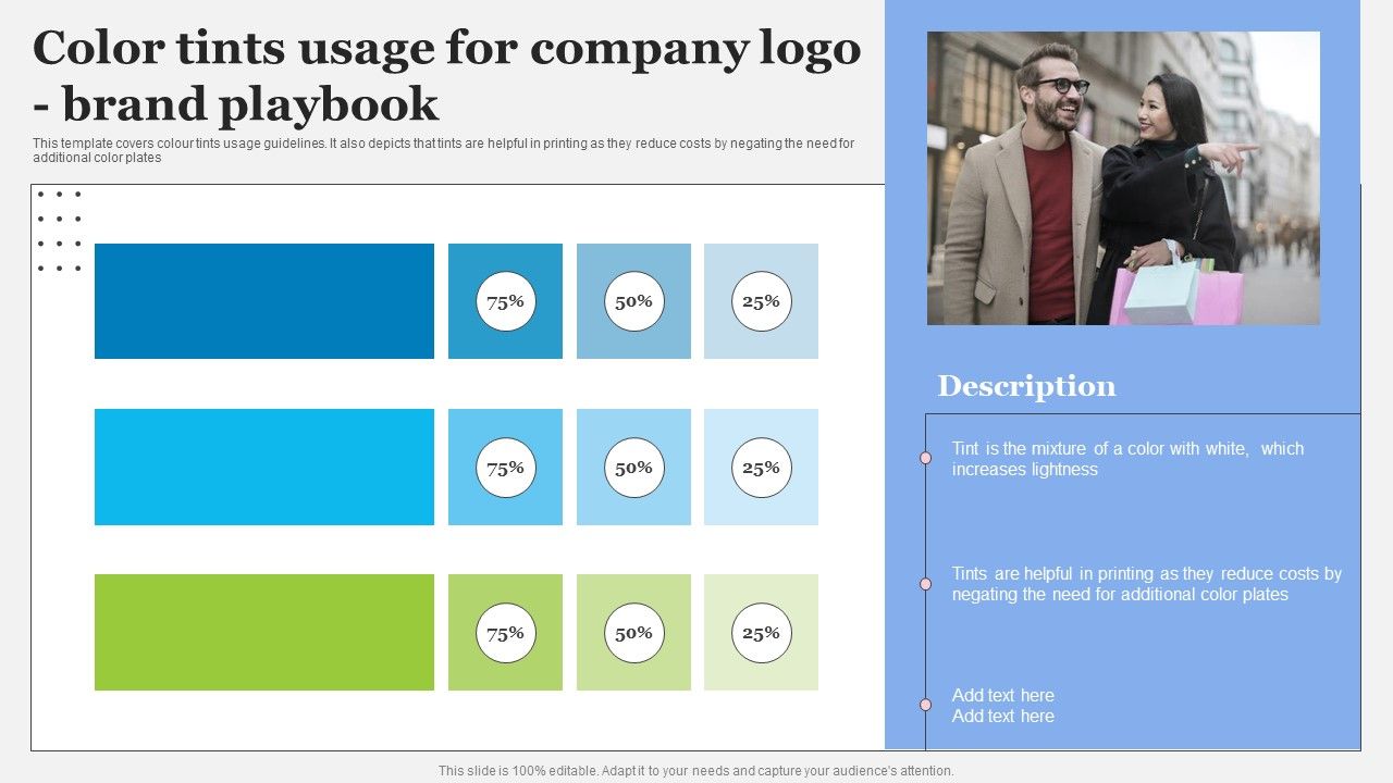 Complete Brand Promotion Playbook Color Tints Usage For Company ... Complete Brand Promotion Playbook Color Tints Usage For Company ...
