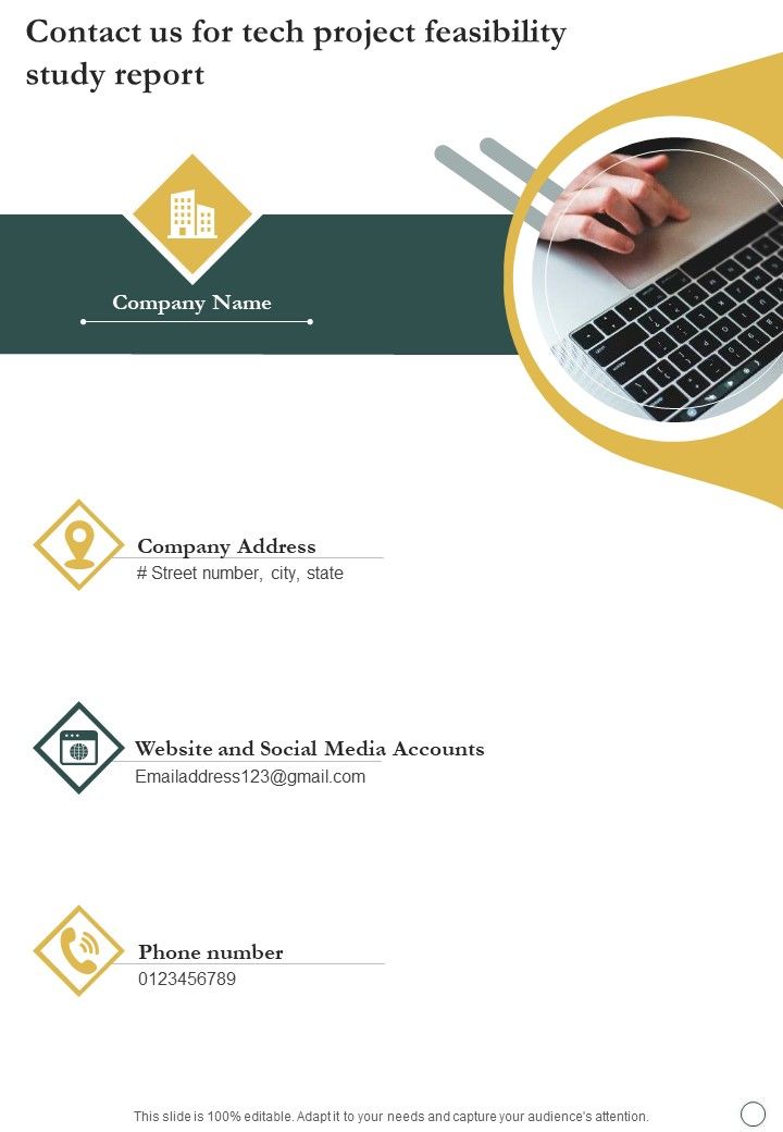 Contact Us For Tech Project Feasibility Study Report One Pager Sample Examp