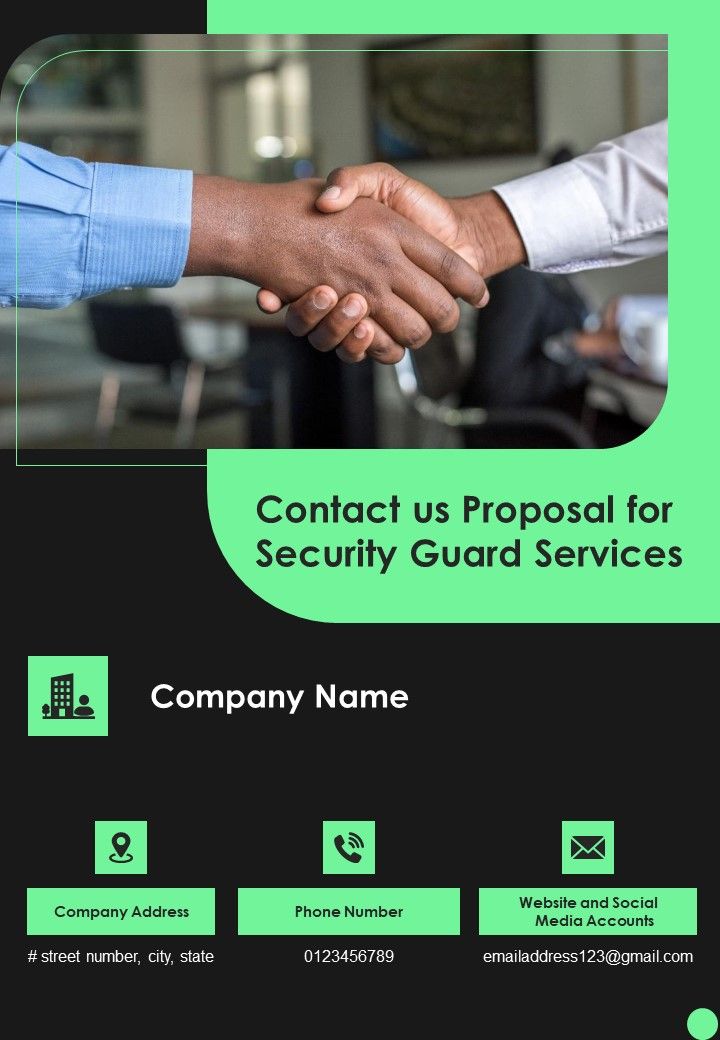 Contact Us Proposal For Security Guard Services One Pager Sample Example Do