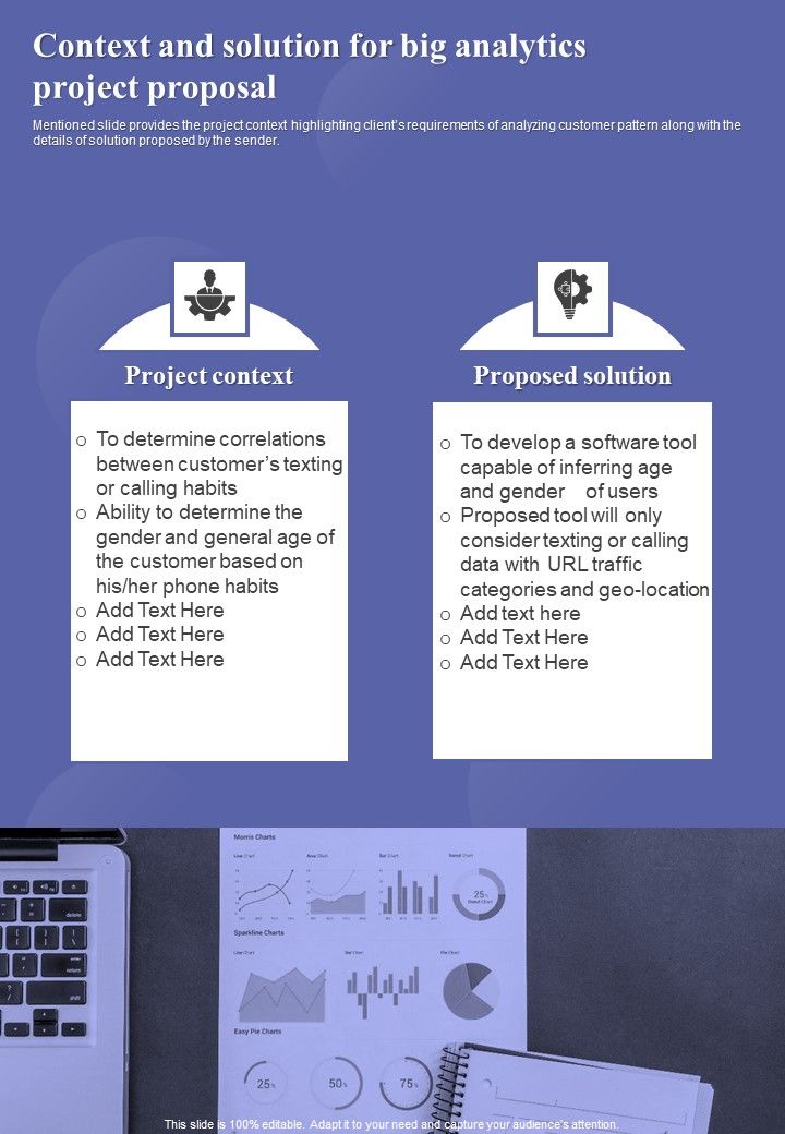 Context And Solution For Big Analytics Project Proposal One Pager Sample Ex