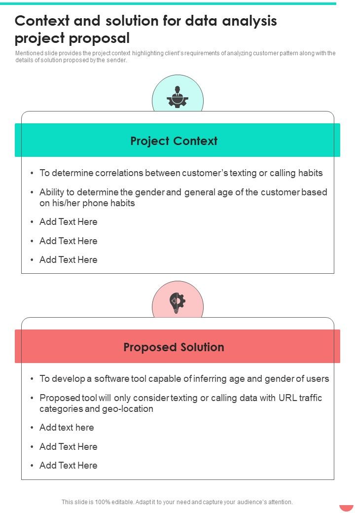 Context And Solution For Data Analysis Project Proposal One Pager Sample Example Document