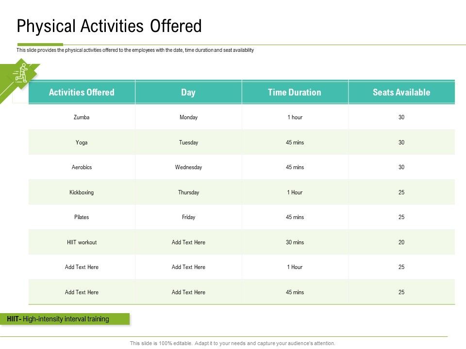 Corporate Wellness Consultant Physical Activities Offered Infographics PDF