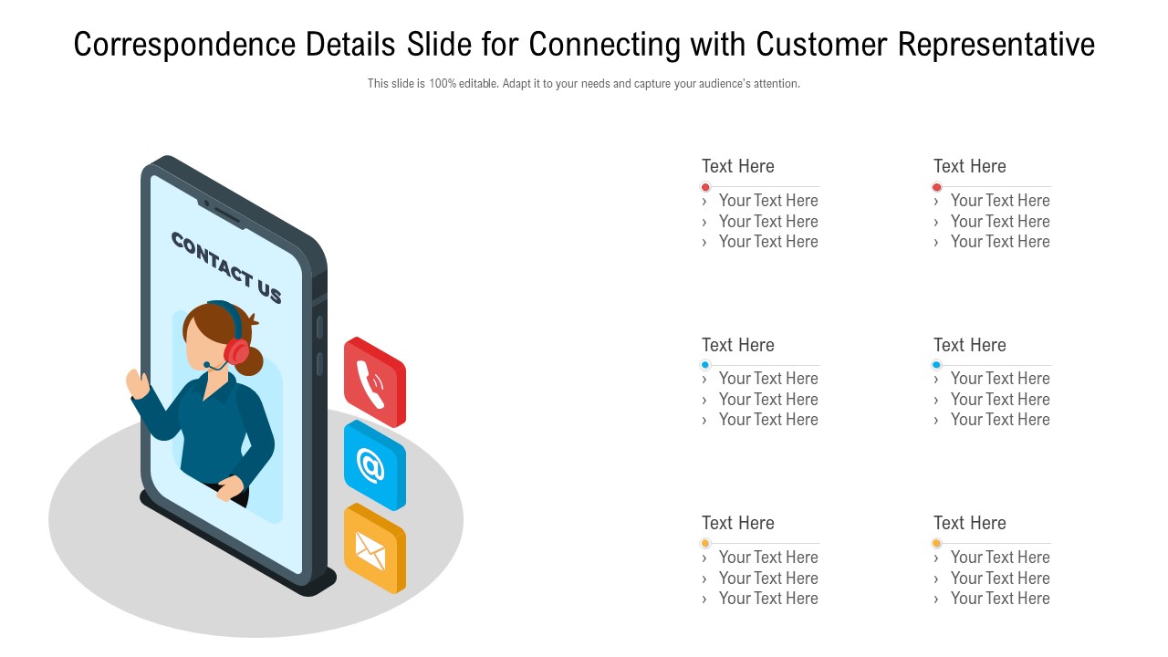 Correspondence Details Slide For Connecting With Customer Representative Di