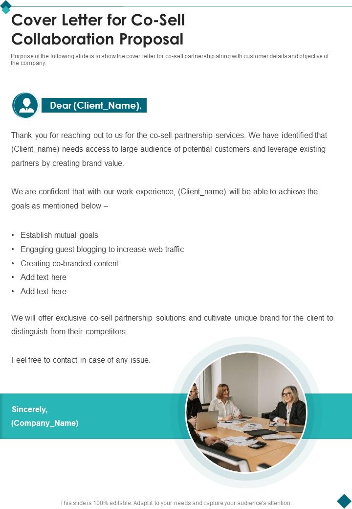 Cover Letter For Co Sell Collaboration Proposal One Pager Sample ...