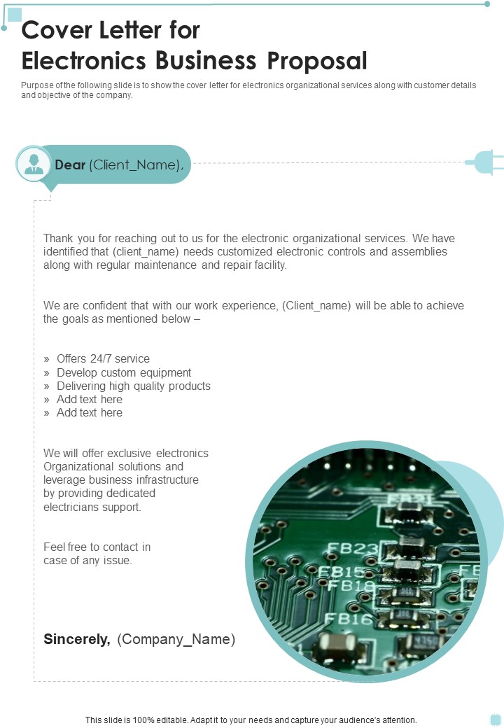 Cover Letter For Electronics Business Proposal One Pager Sample Example Doc