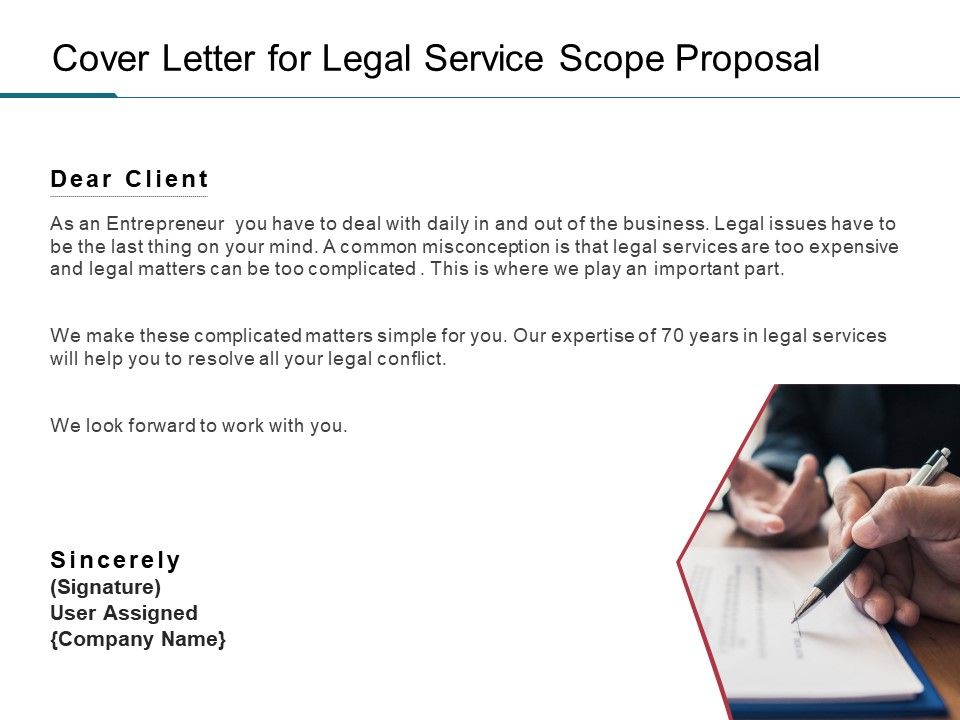 Cover Letter For Legal Service Scope Proposal Ppt PowerPoint Presentation G