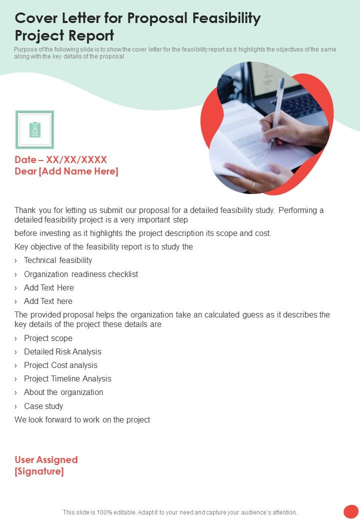 Cover Letter For Proposal Feasibility Project Report One Pager Sample Example Document