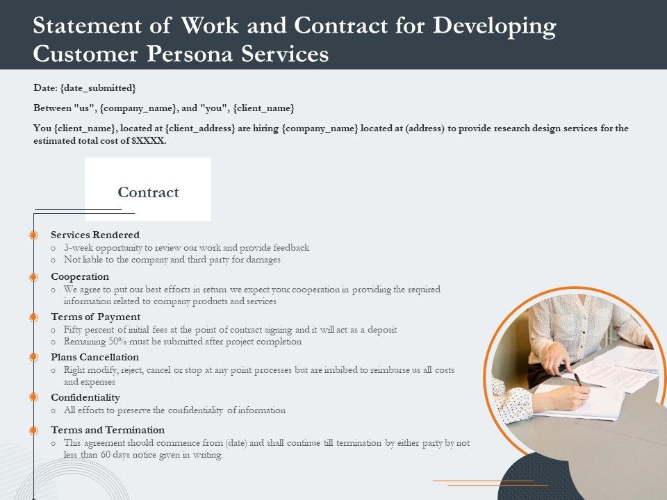 Creating Buyer Persona Statement Of Work And Contract For Developing